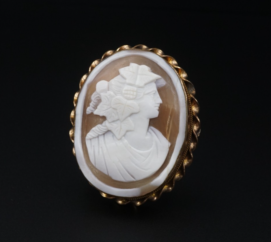 Vintage Gold Filled Hand Carved Shell Cameo Pendant Brooch 2.2" Floral ...