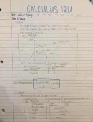 Grade 12 Calculus and Vectors Notes | eBay