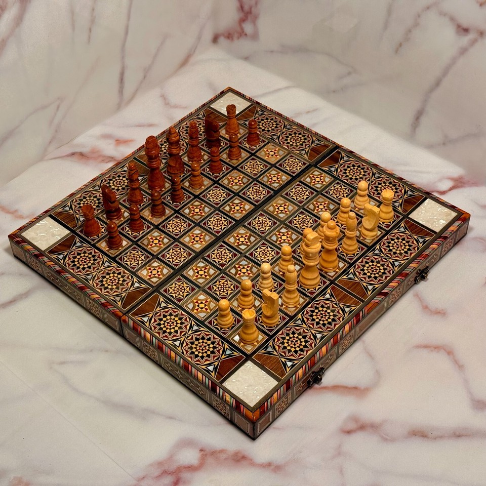 Handmade Backgammon Set and Chess Board Game from Lebanon with Genuine ...