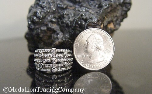 14k White Gold Scatter Bubble Bezel Set Diamond Stack Multi Band Ring ...