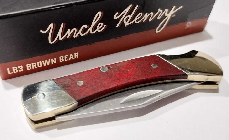Schrade Old Timer Uncle Henry Brown Bear Lockback Folding Pocket Knife ...