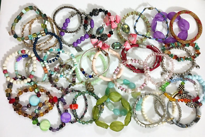 Bracelets. Large lot of 39 beautiful beaded bracelets. multi-color ...