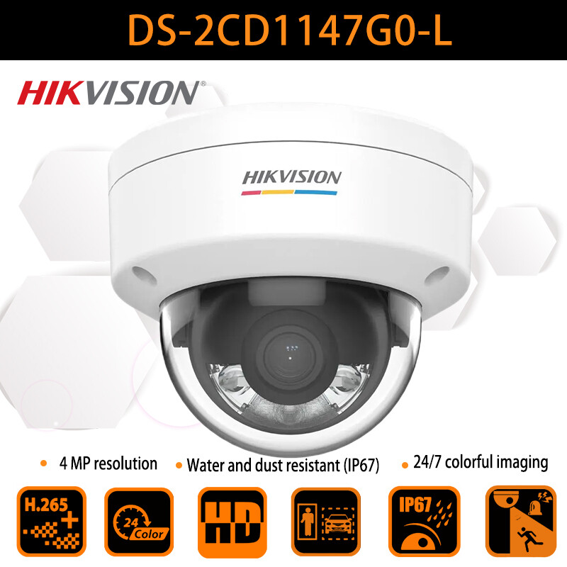Hikvision 4MP ColorVu Fixed H.265+ IP67 IP Dome Security Camera DS ...