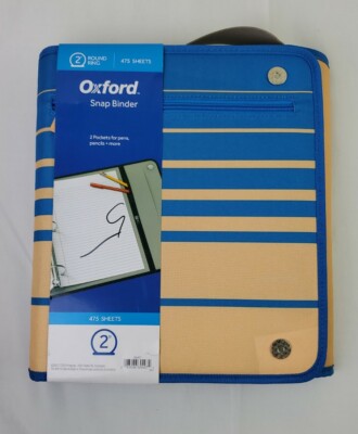 Oxford zipper, Open Tab and Snap Binders 475 sheets, 2" Round Ring, Tan ...