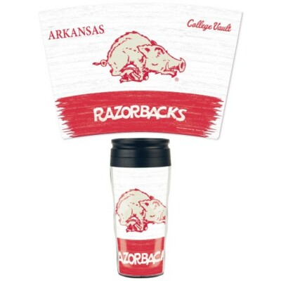 ARKANSAS RAZORBACKS 16 OZ INSULATED TRAVEL COFFEE MUG HOT COLD NCAA ...