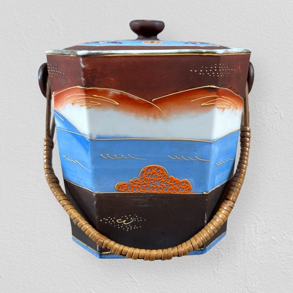 Vintage Japanese Biscuit Jar Genuine Samurai Porcelain Hand Painted in ...
