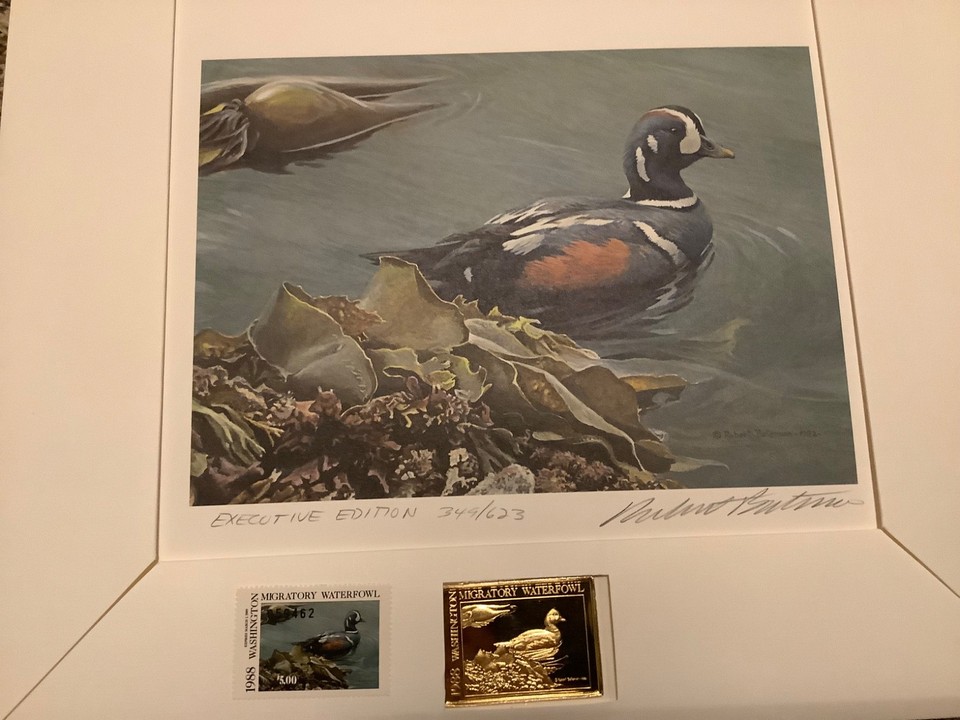 MINT IN FOLIO 1988 WASHINGTON DUCK STAMP & PRINT EXECUTIVE EDITION ...