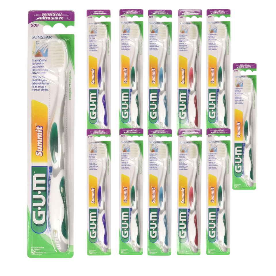 12-Pack GUM Summit Soft Bristle Toothbrush Compact Head, 509P For ...