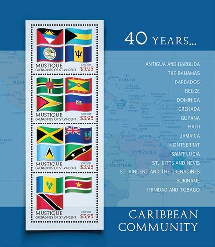 Mustique 2013 - Caribbean Community Flags - Sheet of 4 Stamps - MNH | eBay
