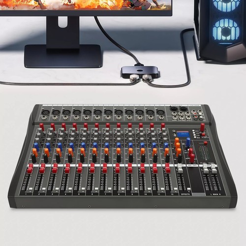 12 Channel USB Professional Audio Mixer Sound Console Desk System UK ...