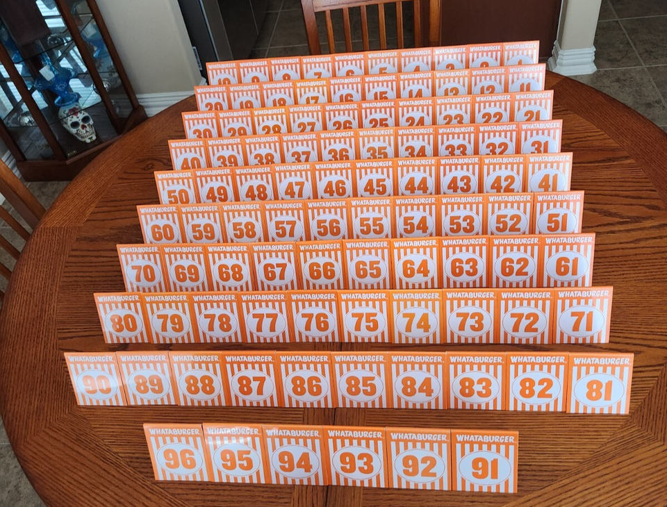 Whataburger Table Tent Complete Set 1-96 | eBay
