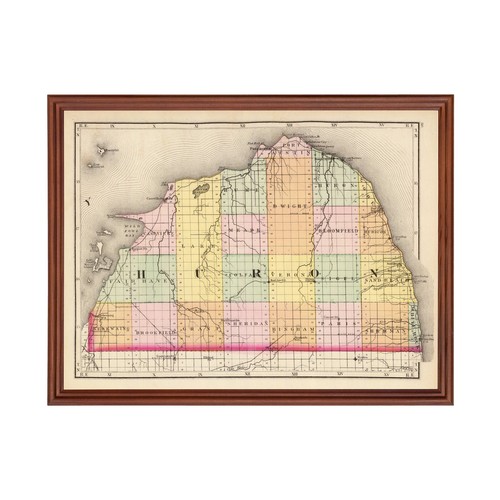 Old Map of Huron County, MI 1873 - Vintage Michigan Art | eBay