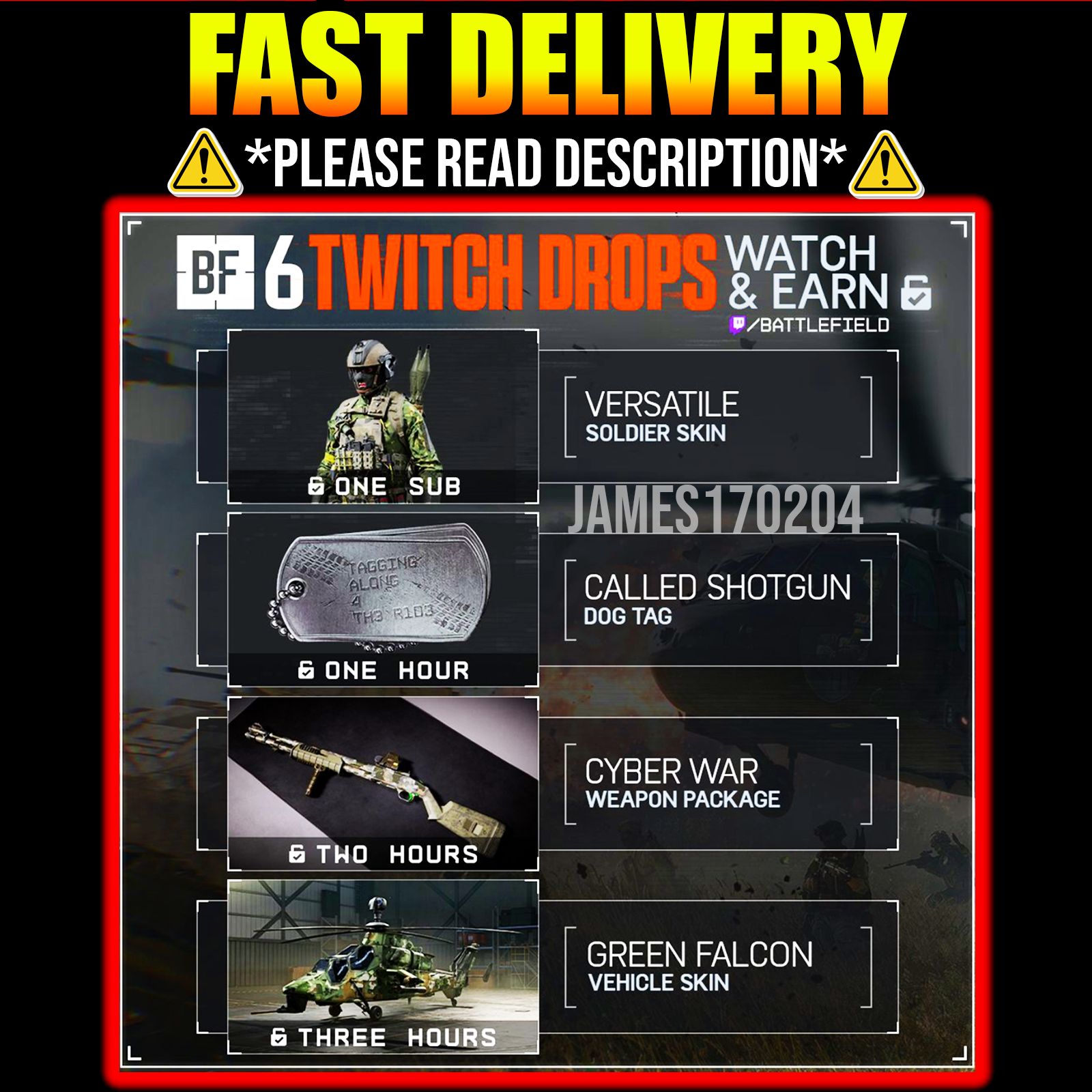 Battlefield 6 Skin | BF6 TWITCH DROPS | Versatile Soldier | READ ...