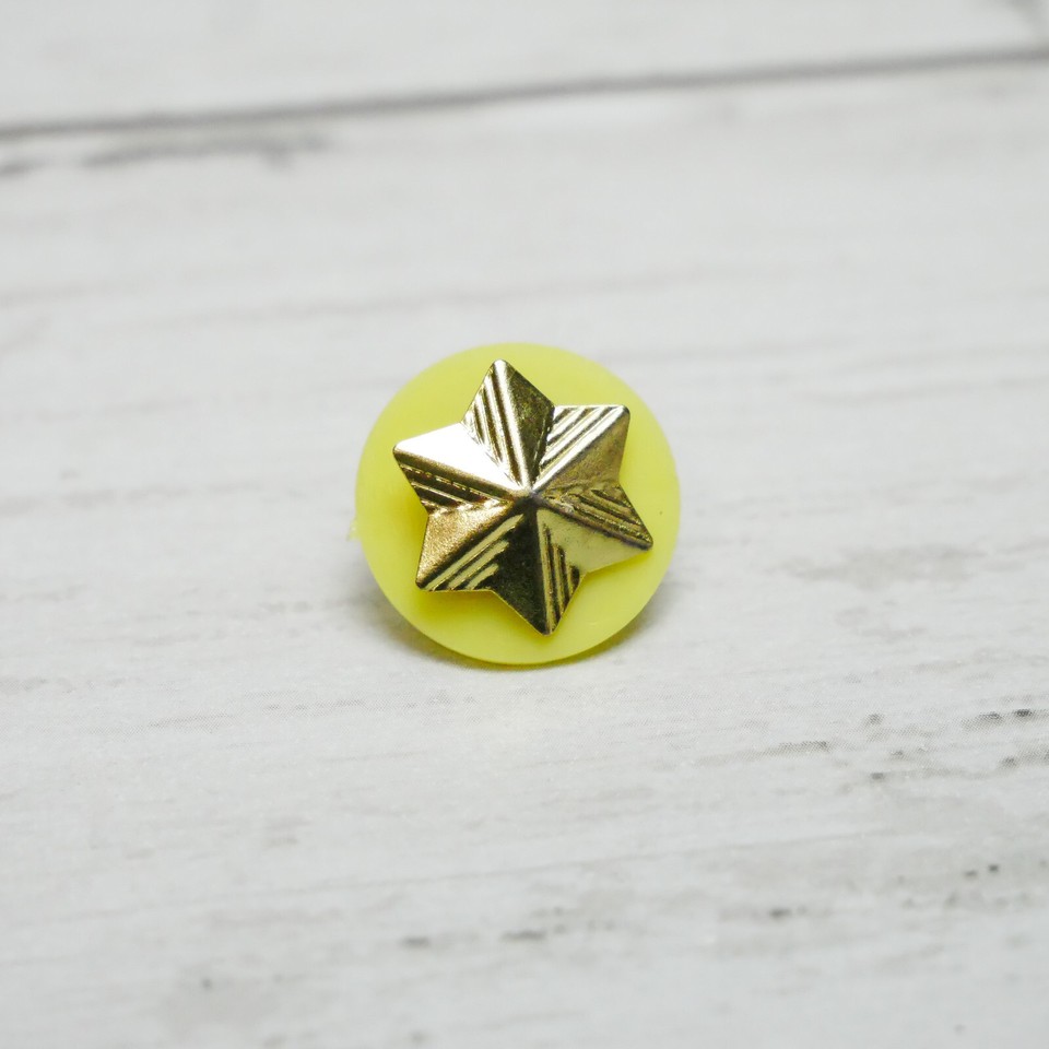 GSA Set of 2 Small Brass Girl Scout Star Service Pin Gold Tone w Yellow ...