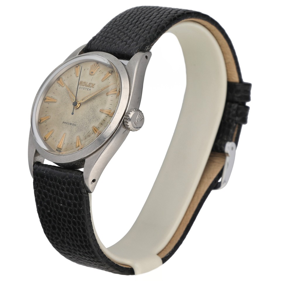 Vintage Rolex Oyster Precision 6232 Brevet 34 mm Steel Leather Manual ...