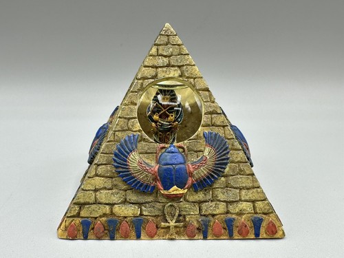 Vintage Plaster Vandor Novelty Egyptian Pyramid water globe King Scarab ...