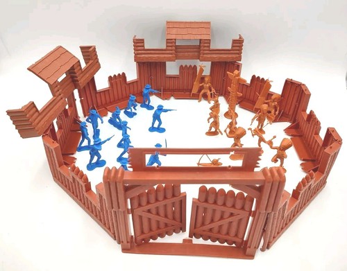 Marx Fort Apache Lot 23 Figures Blue Soldiers Tan Natives 1967 + MPC ...