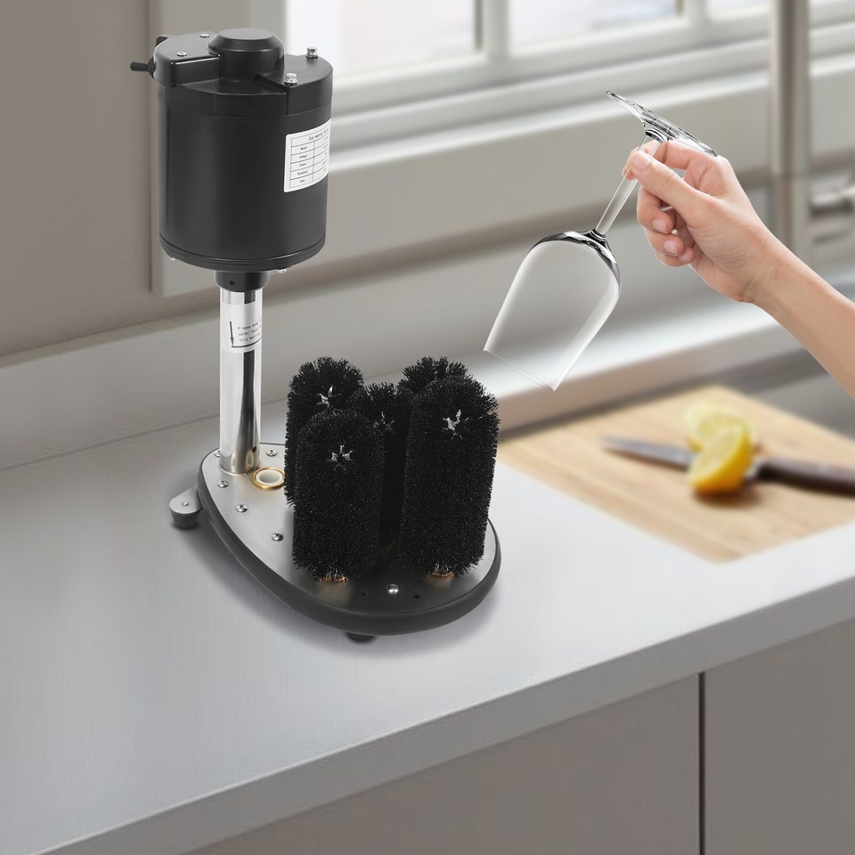 Electric Glass Washer 5-Brush Electric Commercial Wine Glass Cleaning ...