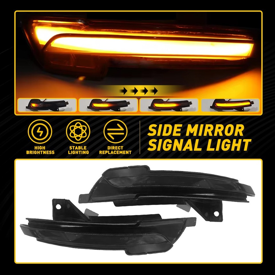 For 2015-2022 Ford Mustang Side Mirror Light Smoked Lens 15-22 FR3Z ...