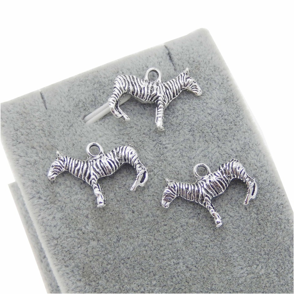 Fashion Antiqued Style Silver Metal Mini Animal Zebra Charms PendantS ...