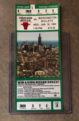 1-19-94, Chicago Bulls vs. Washington Bullets Ticket Stub Pippen, Kukoc ...