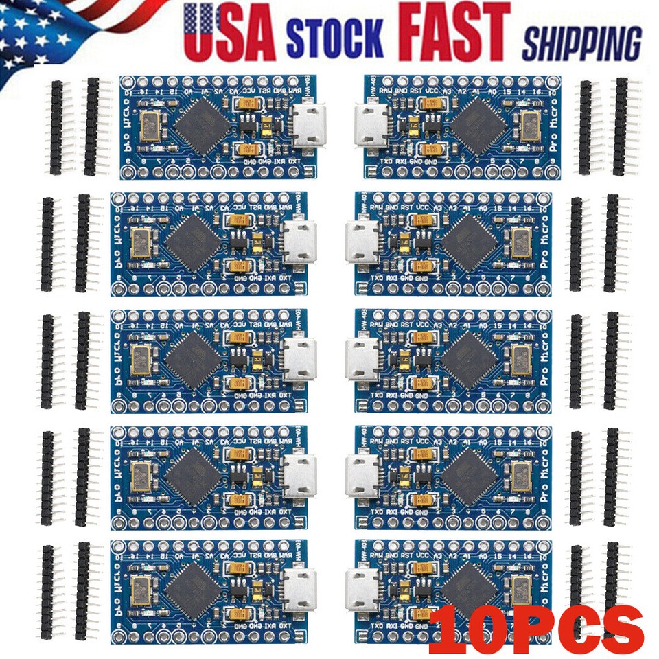 10PCS Micro USB/Type-C Pro Micro ATMEGA32U4 Board For Arduino Replace ...