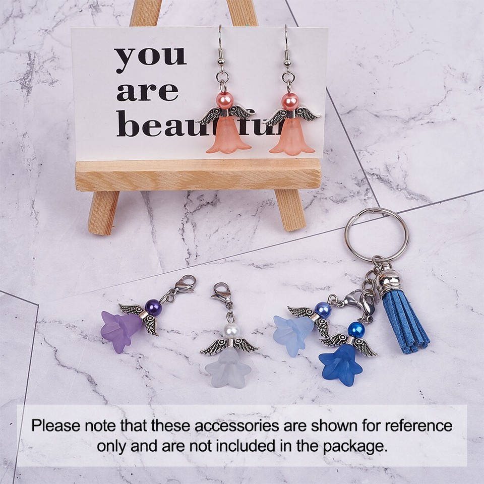 40pcs Acrylic Angel Pendants Cute Wing Dangle Charms With Glass Pearl ...