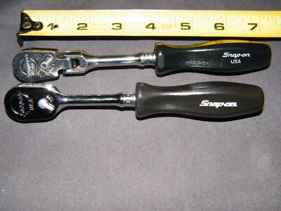 Snap-On USA Pair 1/4" Drive Hard Black Handle Ratchet TM835 THLD72 ...