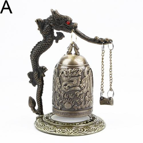 New Metal Bell Carved Dragon Buddhist Clock Good Luck Feng Shui ...