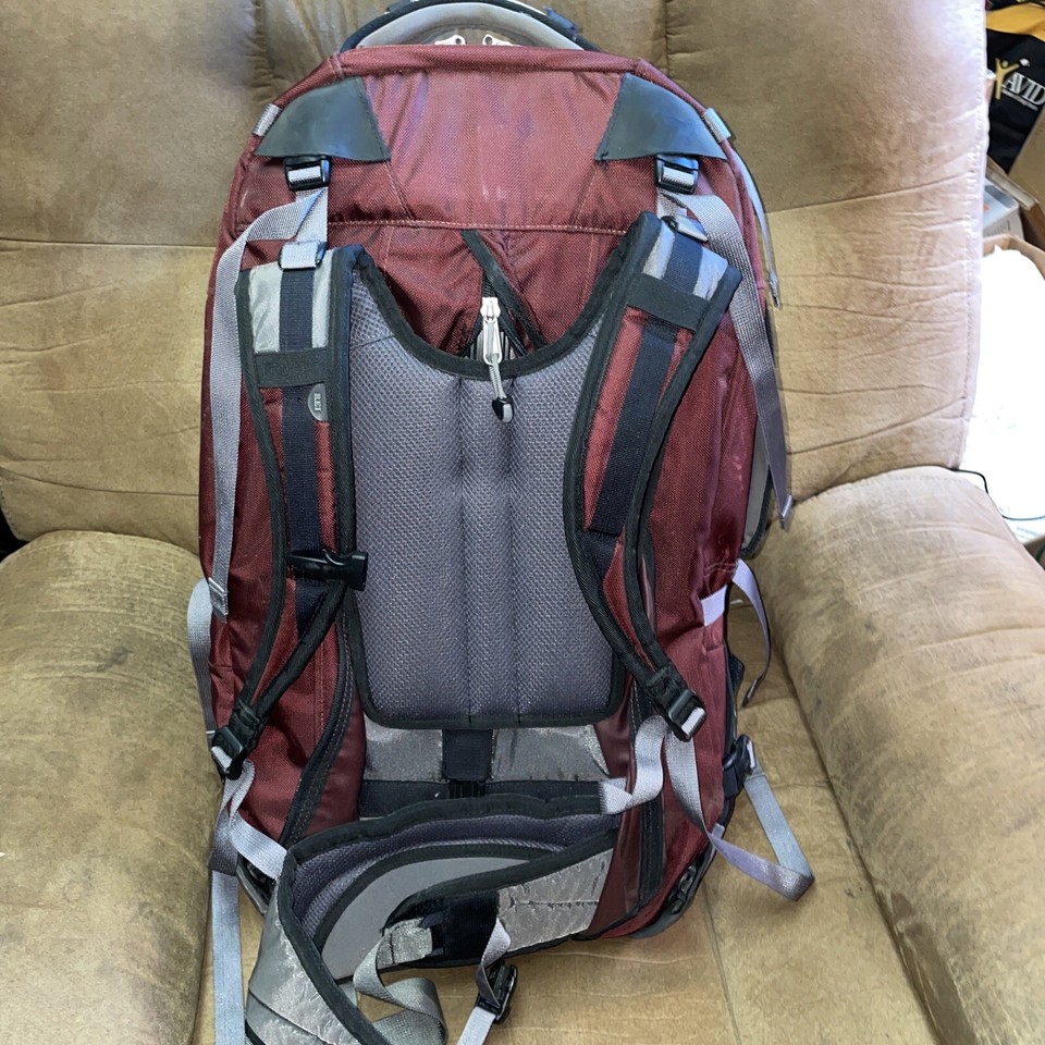 REI Travel Backpack Bag Carry On Strap Gray Burgundy Detachable Daypack ...