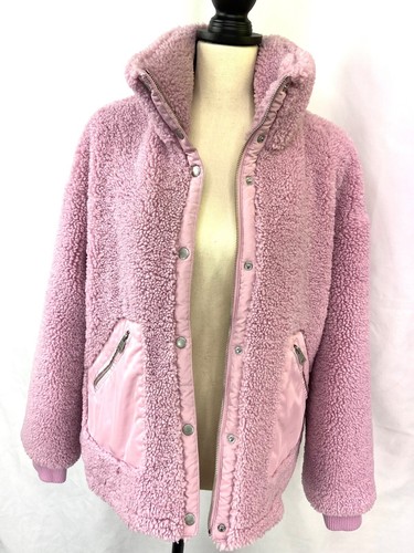 Dusty Pink Levi’s Womens Fleece Jacket SZ S Zipper&Snap Closure Pockets ...