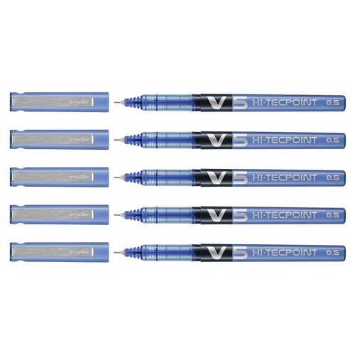[BX-V5-L-5] Pilot Lot de 5 Stylos roller Hi-Tecpoint V5 Encre liquide ...