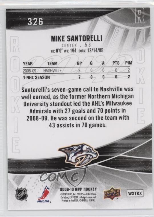2009-10 Upper Deck MVP Rookie Super Script /25 Mike Santorelli #326 ...