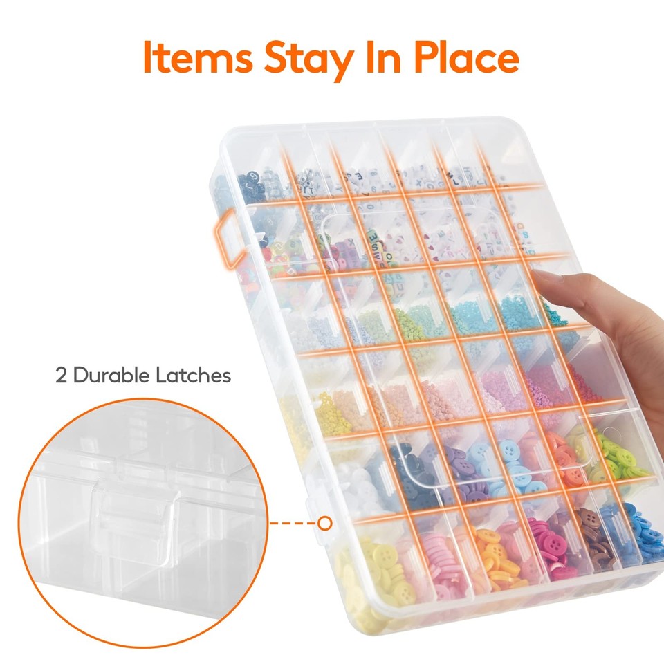 Lifewit 2 Pack 36 Grids Organiser Storage Box Fishing Tackle Box Clear ...