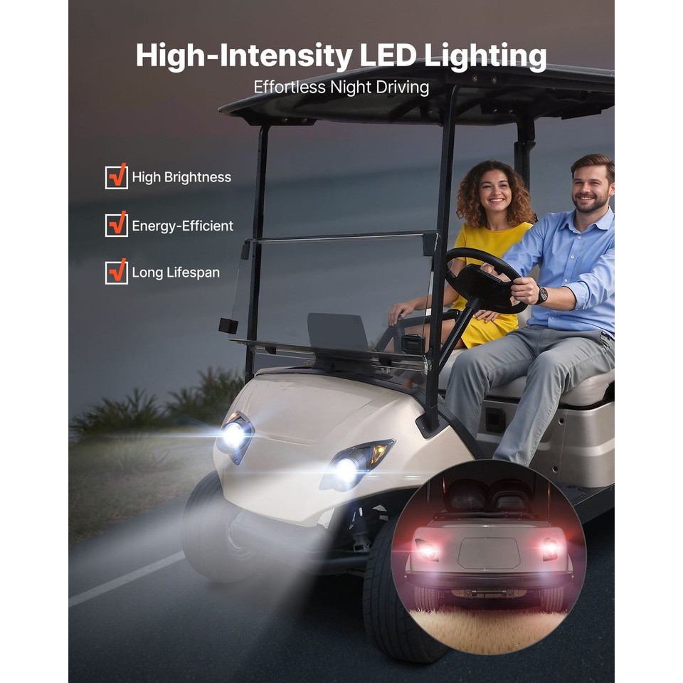 12V Golf Cart LED Headlight Tail Light Kit Legal Street For Yamaha G29 ...