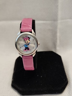 Disney MZB Women's Pink Leather Strap Buckle Closure Minnie Mouse Watch ...