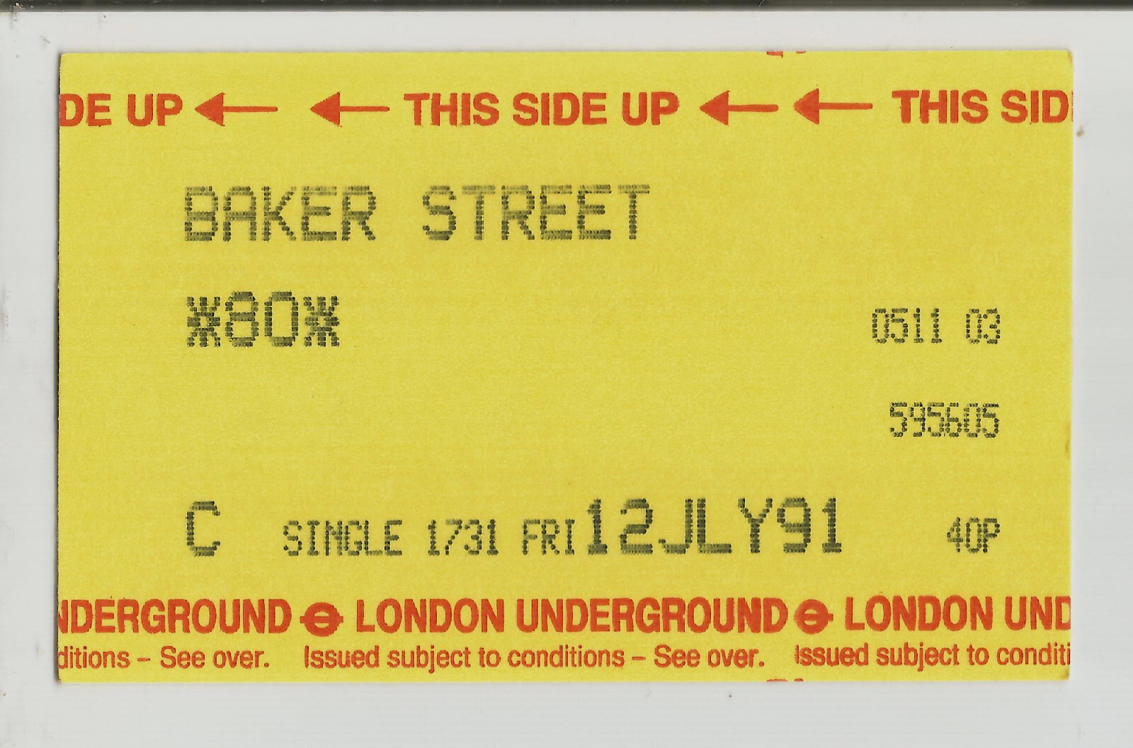 Baker Street 03 - UTS London Underground ticket - London Transport ...