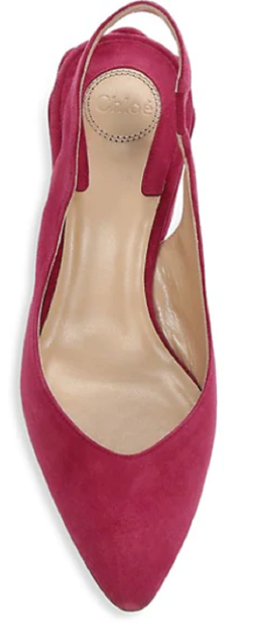 New CHLOE Raspberry Suede Block Heel Slingback Made in Italy Size 39 ...