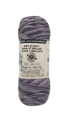 Loops & Threads, Soft & Shiny Yarn, Baroque (Purple, Gray) Ombre, 4 Oz ...