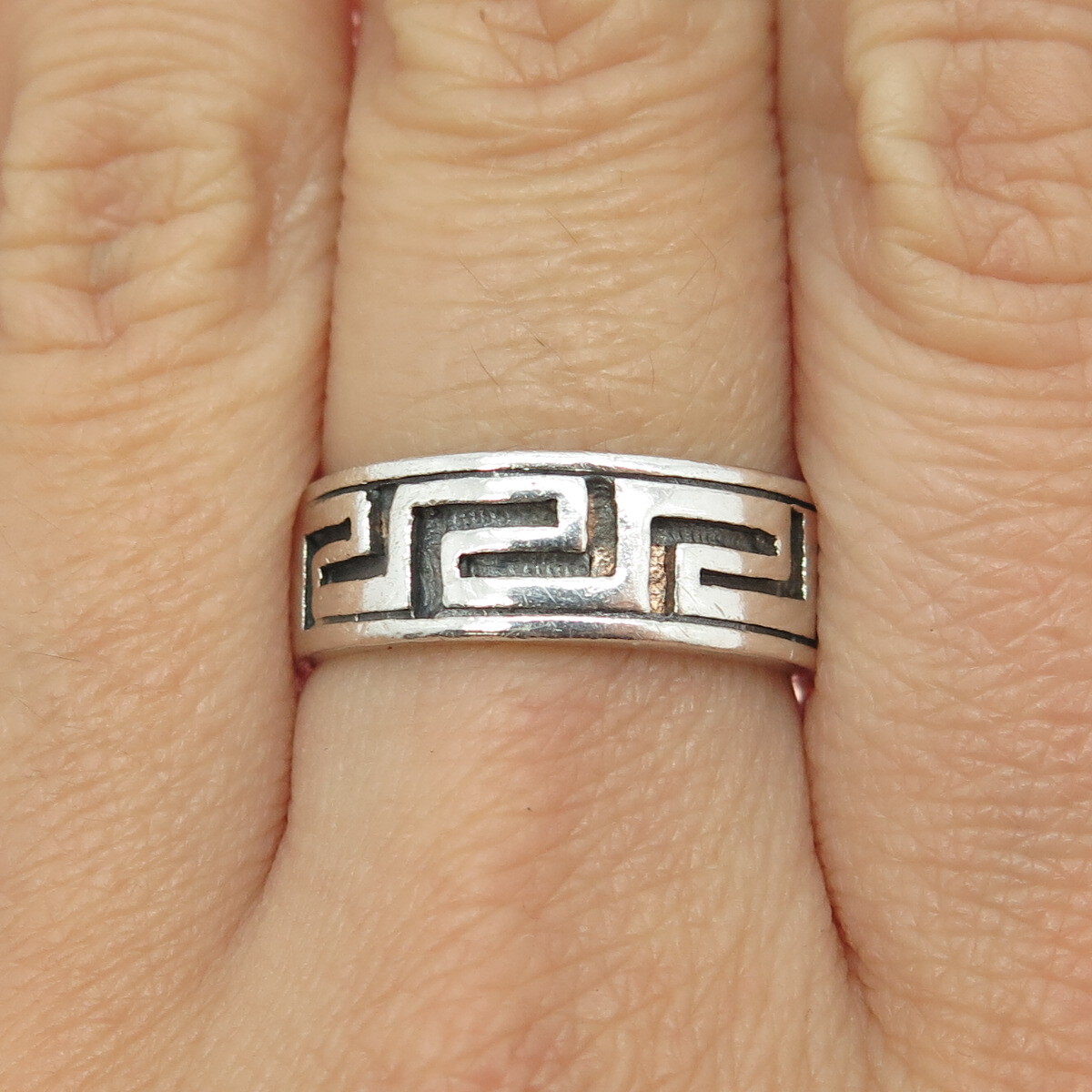 925 Sterling Silver Vintage Greek Maze Band Ring Size 8 | eBay
