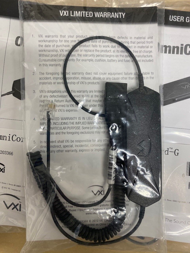 Lot 4 VXI Corporation OmniCord-G Black Universal Headset Audio Adapter ...