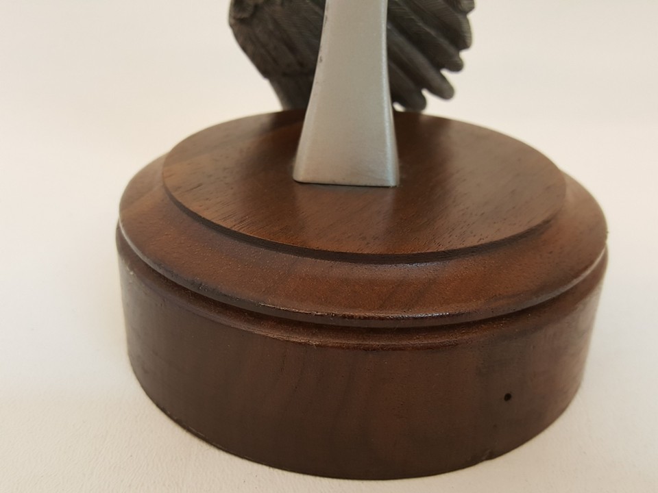 Soaring eagle pewter sculpture on wood base 12" wing span | eBay