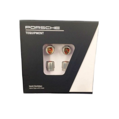 Porsche Silver Valve Stem Cap Set Colored Crest 99104460269 All Models ...
