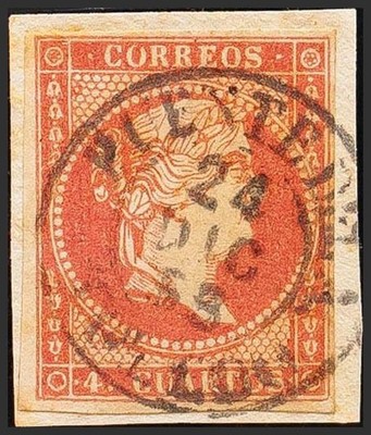 Castilla-La Mancha. Philately. Fragment 48. 1855. 4 Cuartos Red, Cover ...
