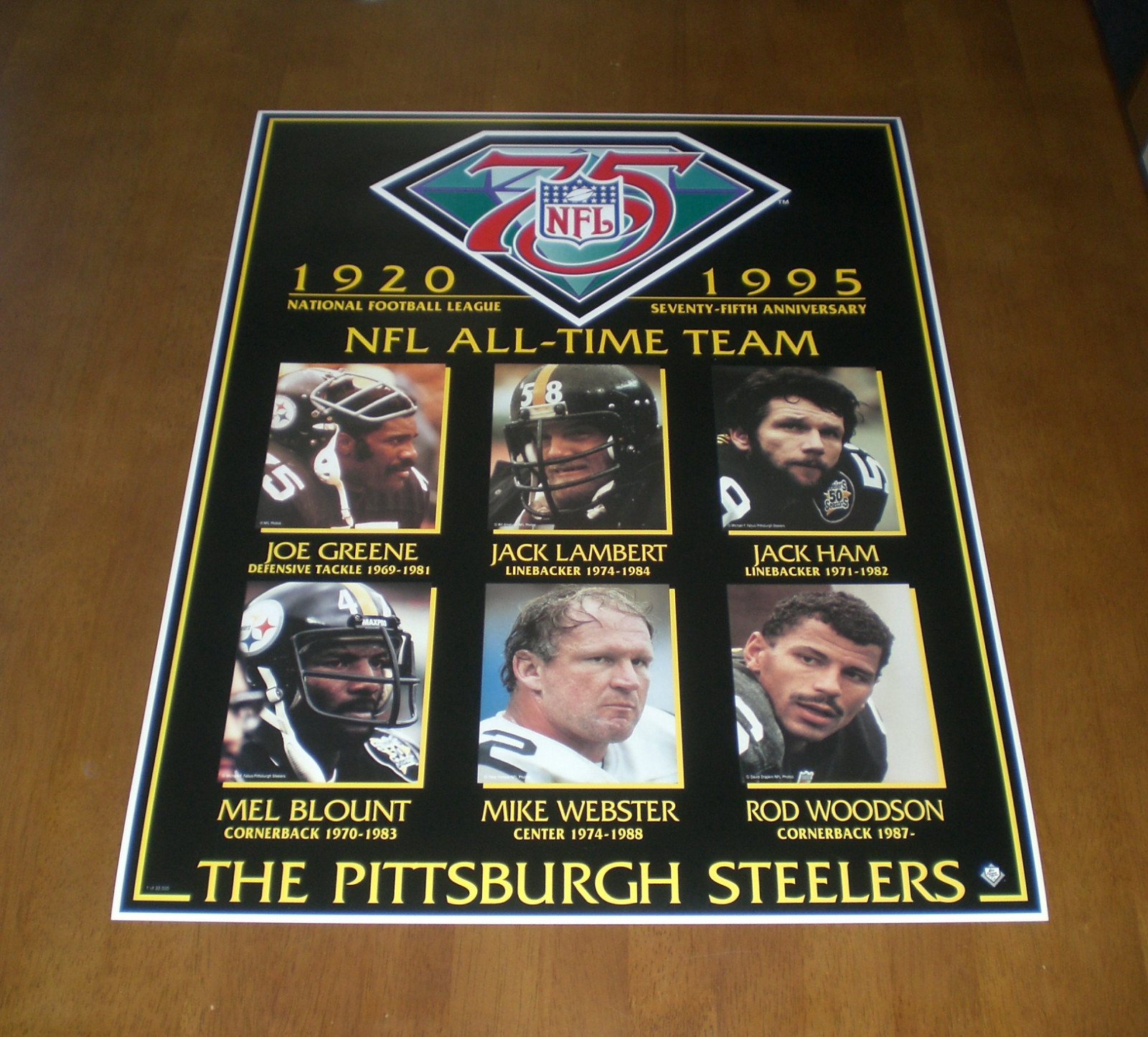 STEELERS NFL 75th ANNIVERSARY POSTER LAMBERT HAM GREENE WEBSTER BLOUNT ...
