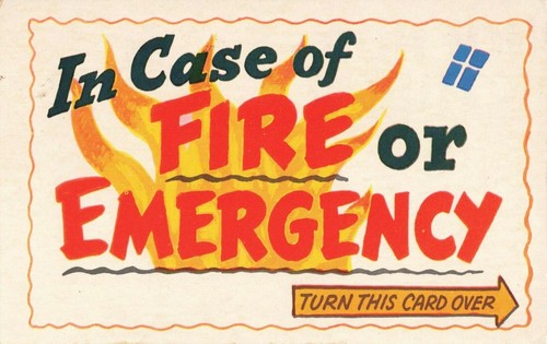 Postcard Humor In Case of Fire or Emergency Turn This Card Over | eBay
