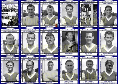 Ipswich Town First Division Champions 1961-62 Football Trading Cards ...