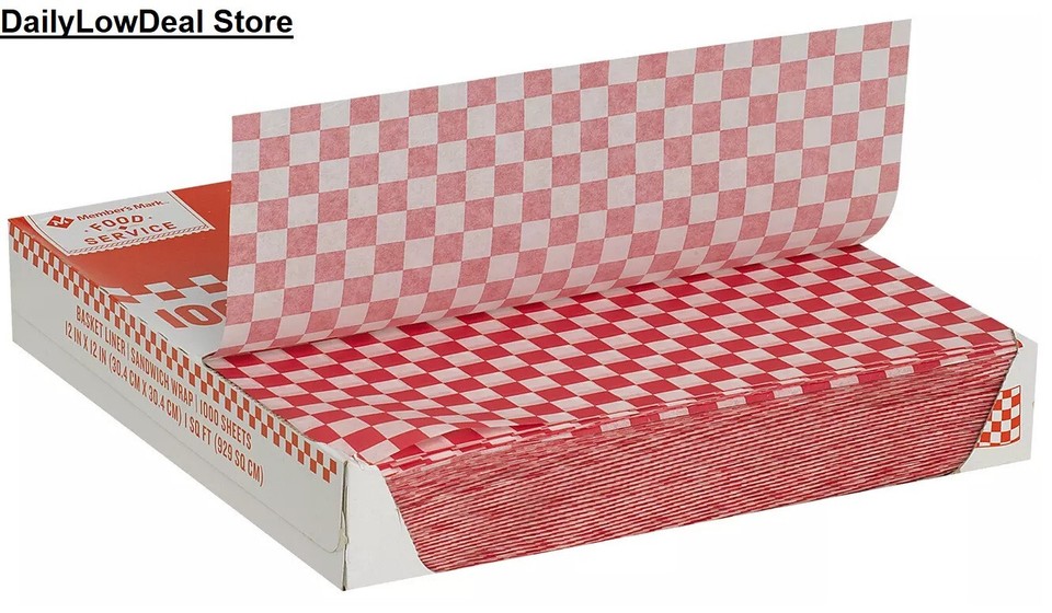 Restaurant Deli Paper Food / Basket Liner Wrap, 12"x12" Red Checkered ...