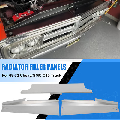3 Pieces Radiator Filler Panels Kit Smooth Steel for 1969-1972 Chevy ...
