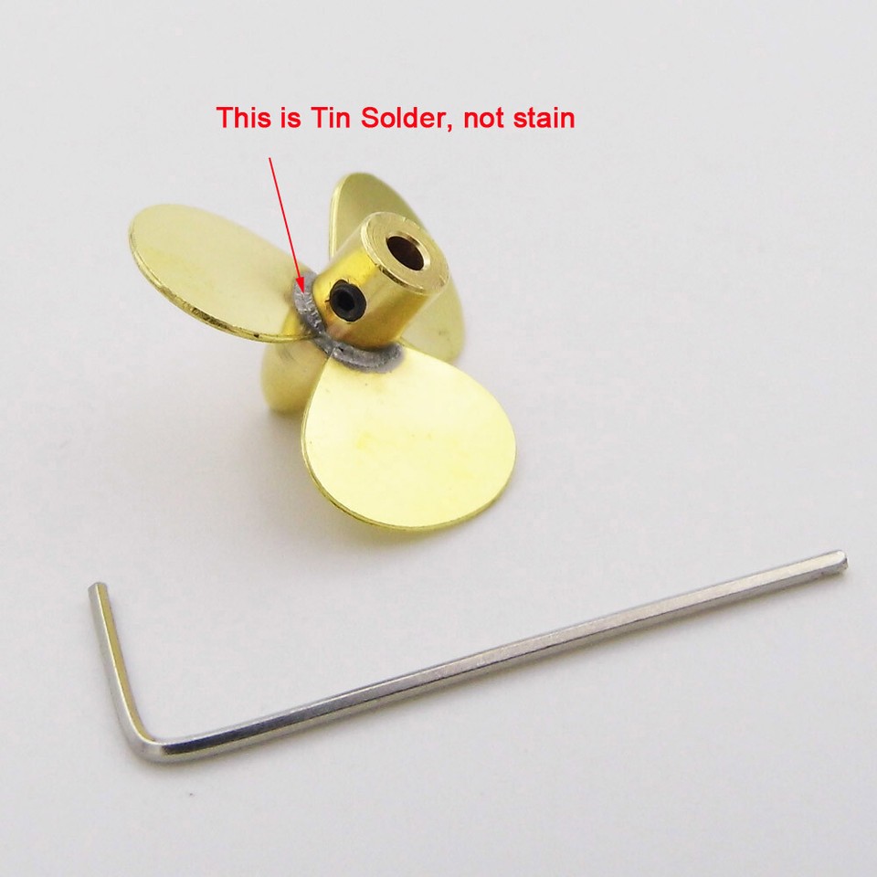12-23mm Copper Propeller 3-Blade Prop f 2mm Shaft RC Boat Scale Marine ...